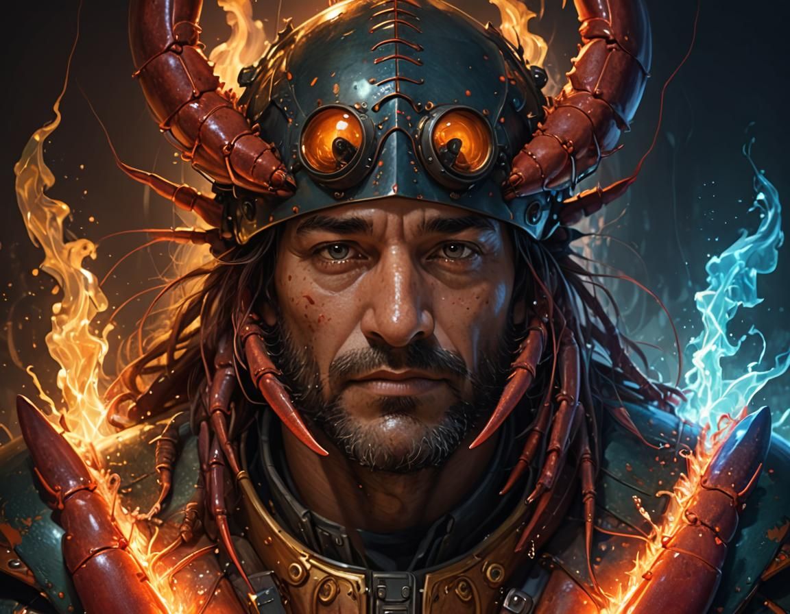 (lobster man 2.7) head and shoulders portrait, 8k resolution concept ...