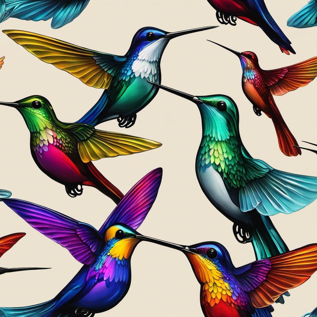 Glass_blown Hummingbirds - AI Generated Artwork - NightCafe Creator
