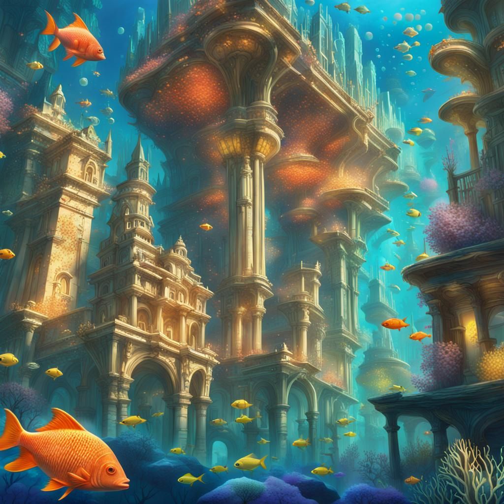 the legendary city of Atlantis reimagined as a thriving underwater ...