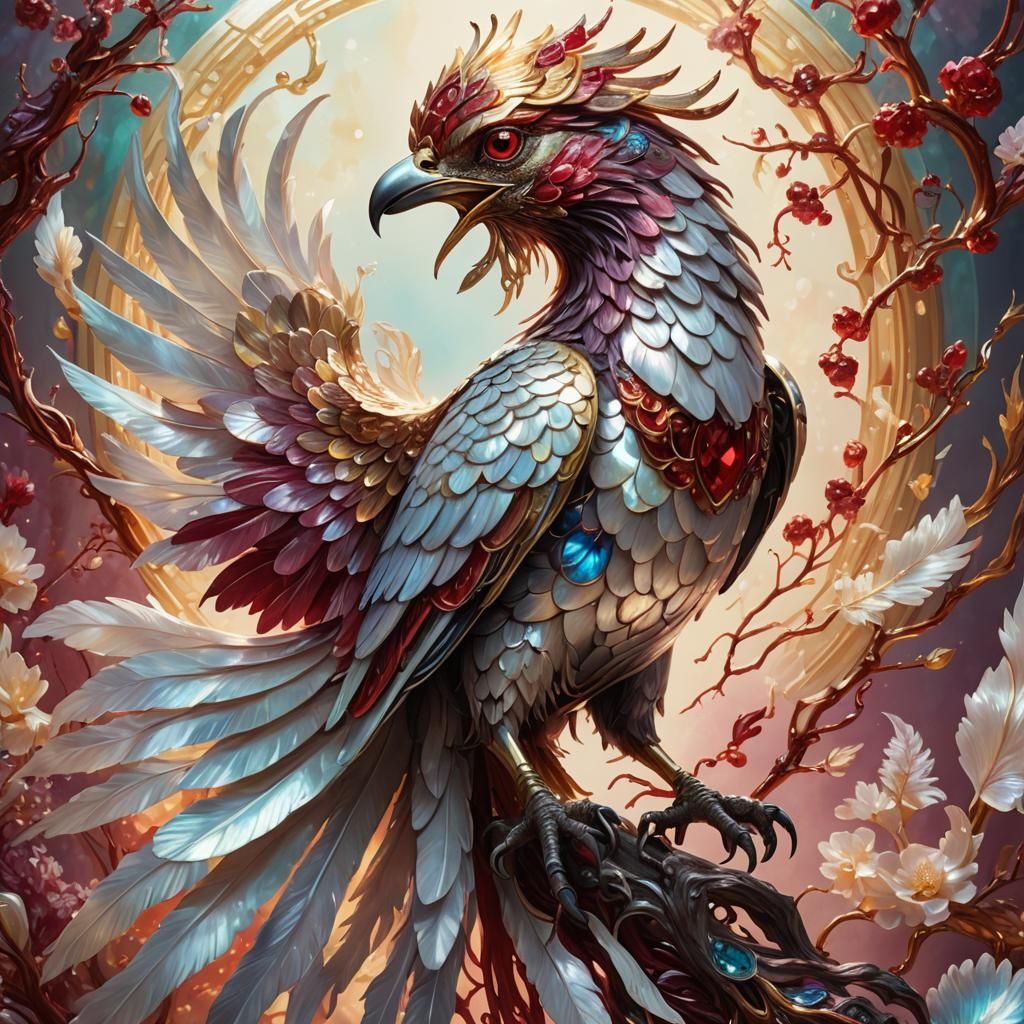 Pearl & Ruby Phoenix - AI Generated Artwork - NightCafe Creator