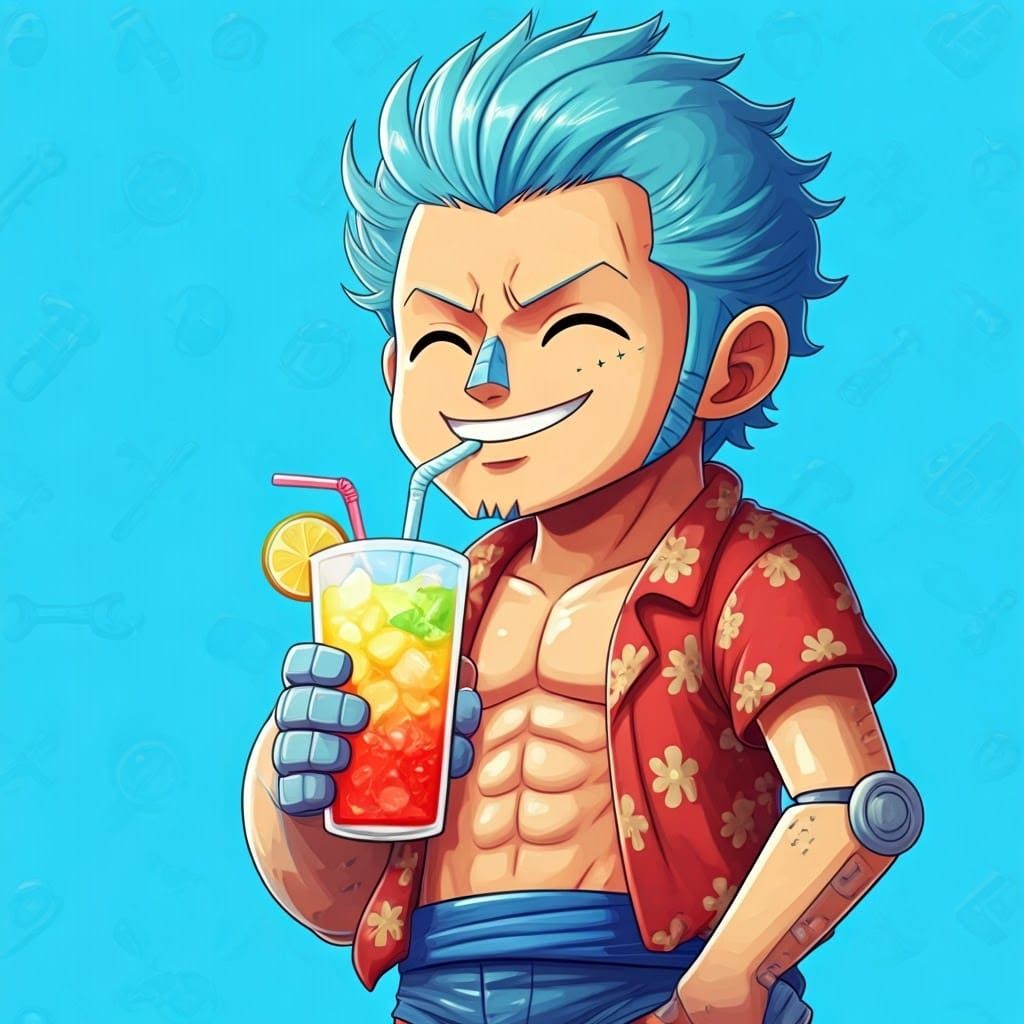 Franky Chibi Pirate Enjoying Refresco in a Bright ... - AI Art