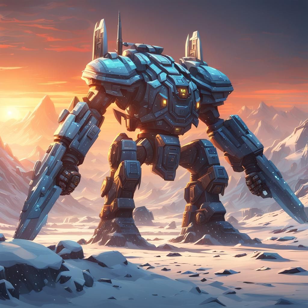 Mecha on ice - AI Generated Artwork - NightCafe Creator