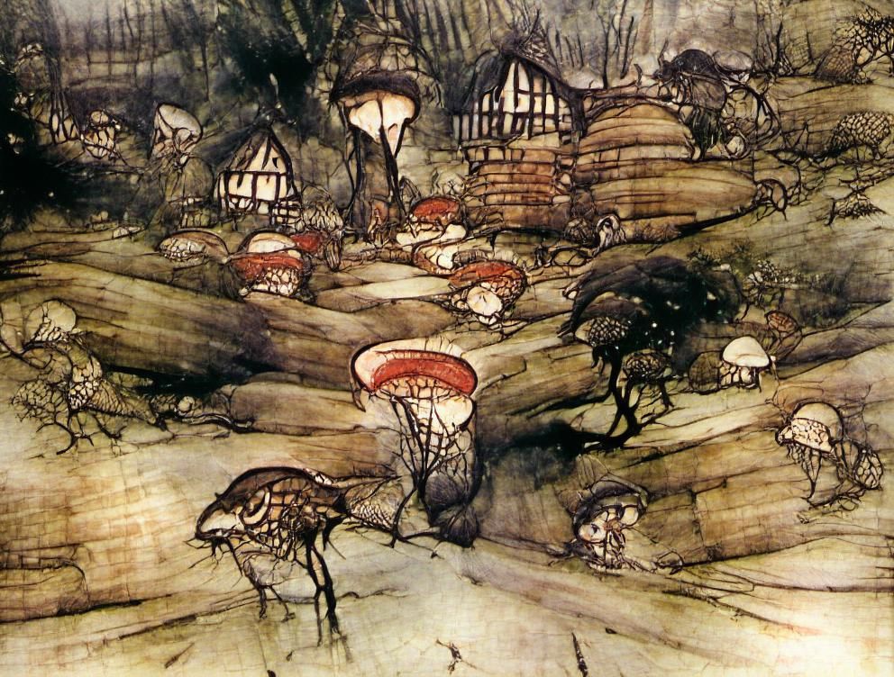 Mushroom Village by Arthur Rackham - AI Generated Artwork - NightCafe ...