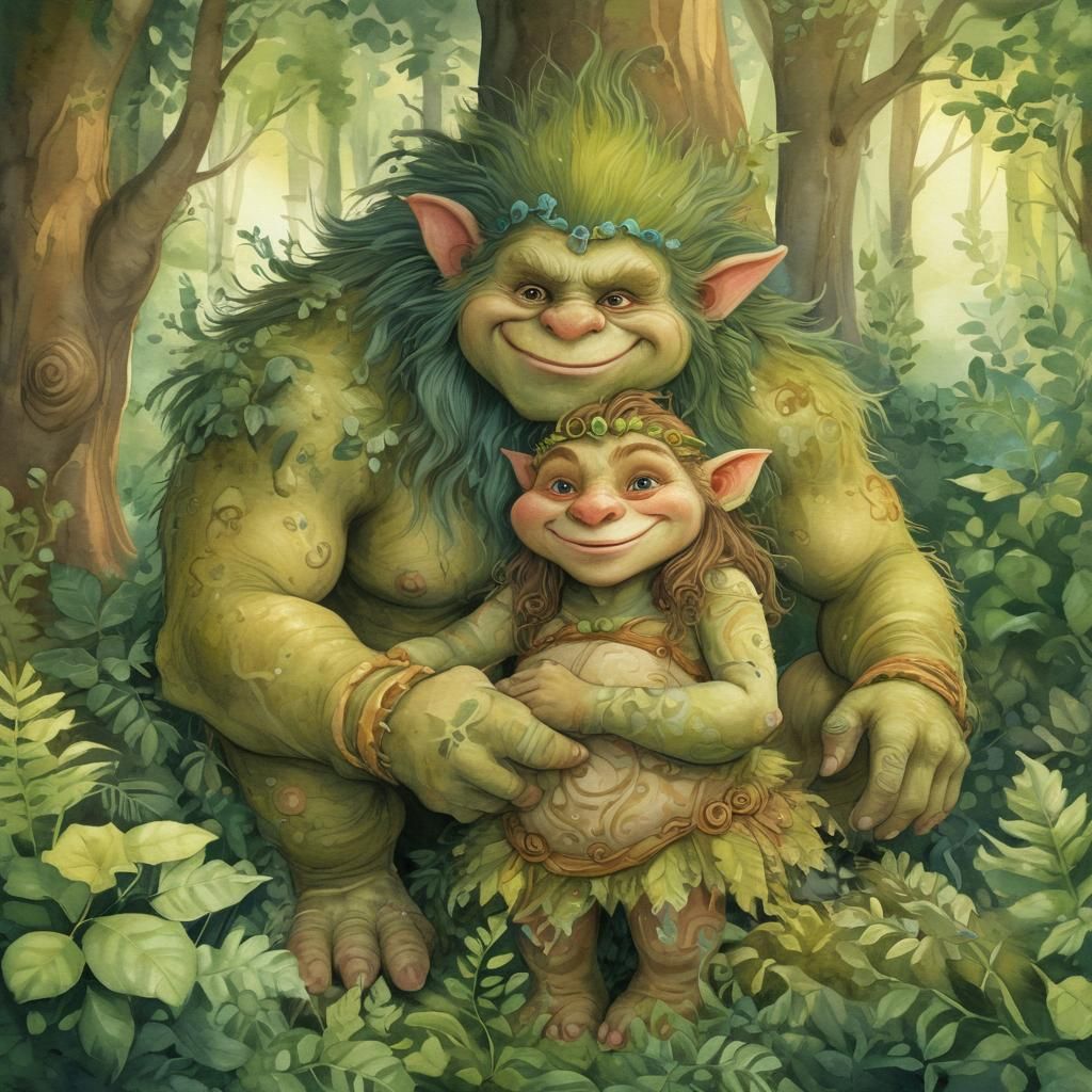 A cute troll couple - Whimsical Trolls in Enchanting Forest ...
