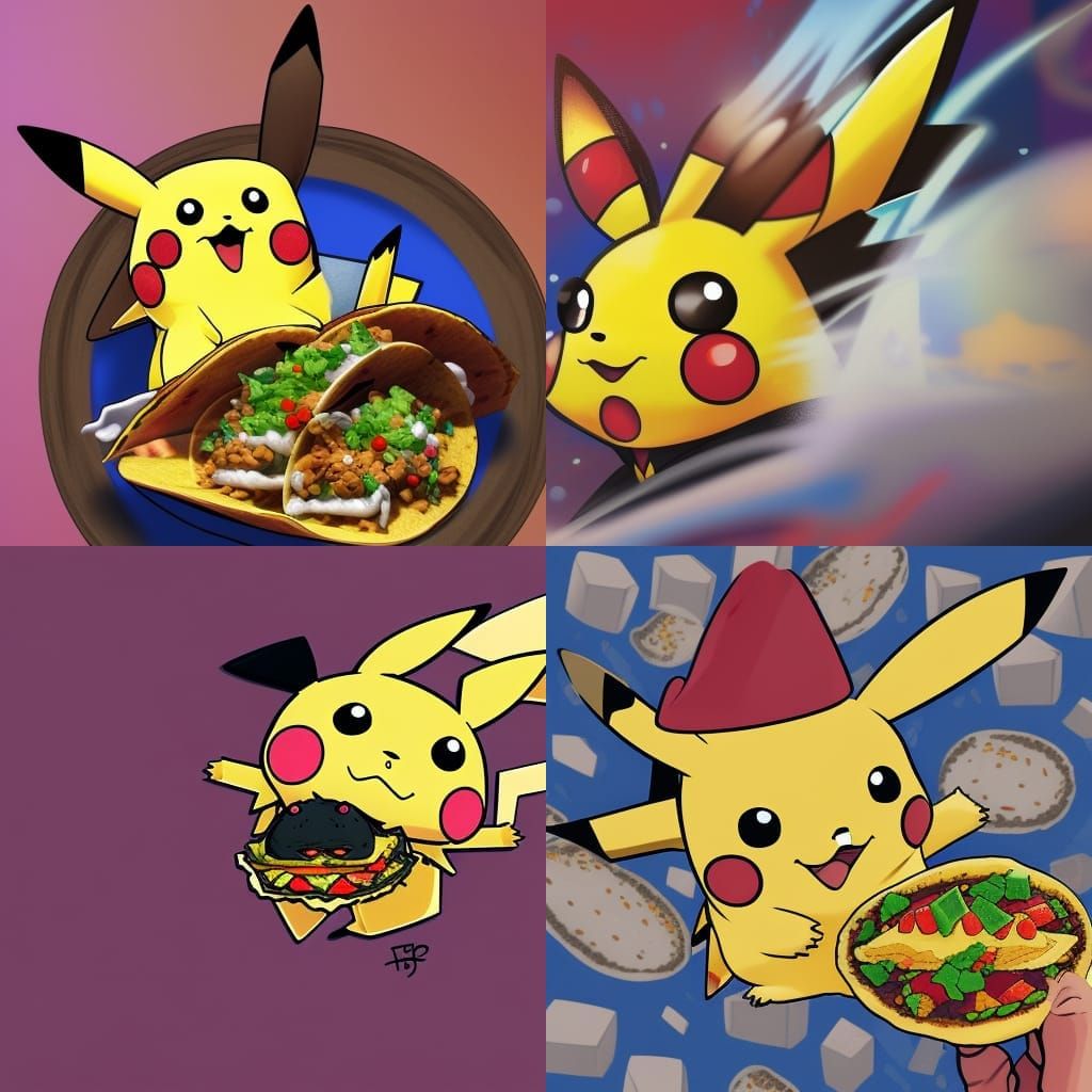 pikachu eating a taco - AI Generated Artwork - NightCafe Creator