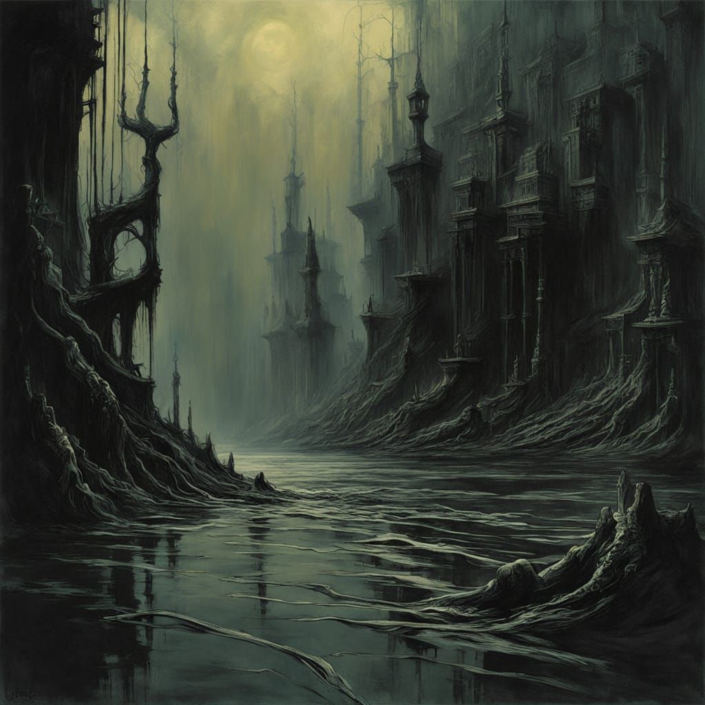 Biomechanical Horror in Dark Fantasy Realm - AI Art