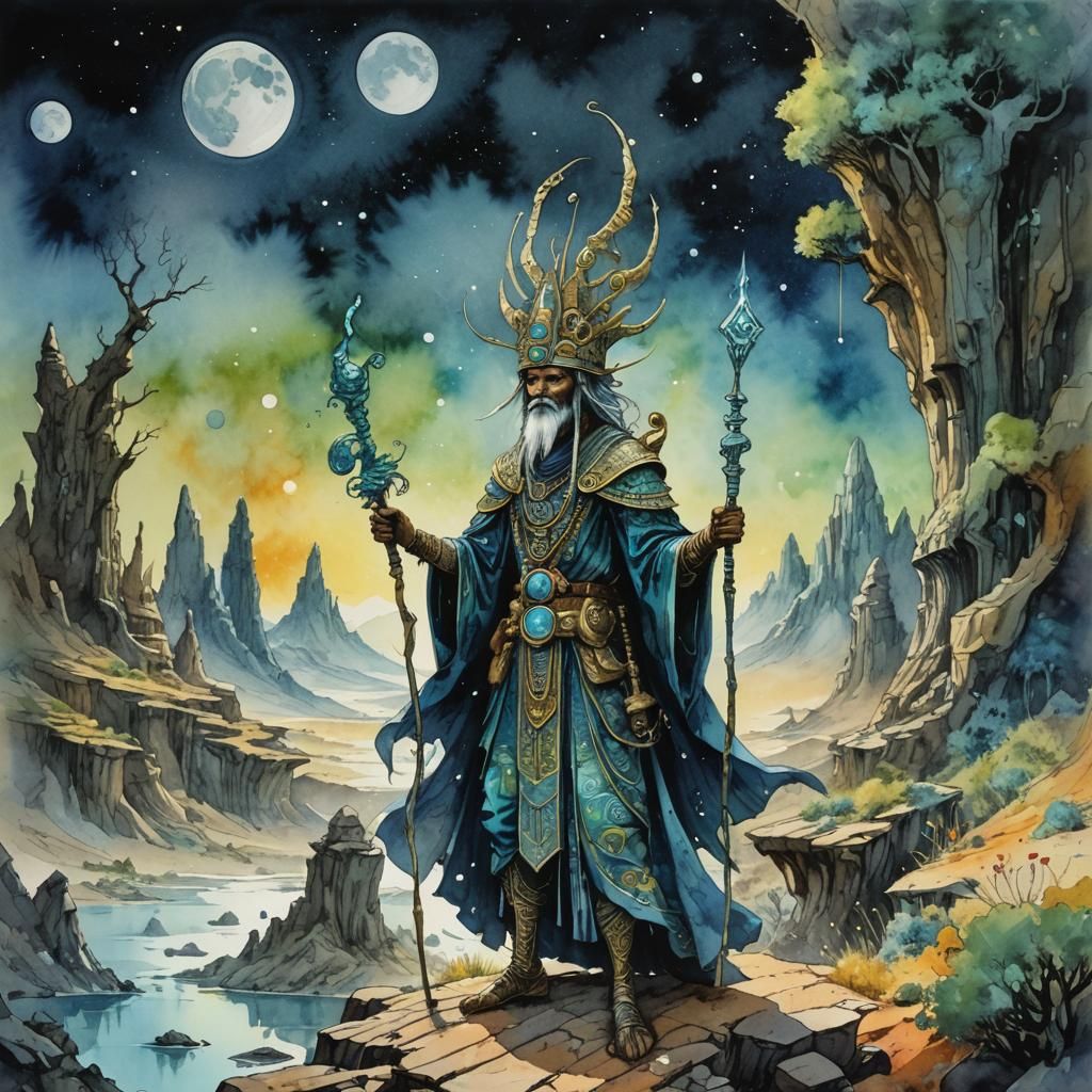 Moonscape Shaman - AI Generated Artwork - NightCafe Creator