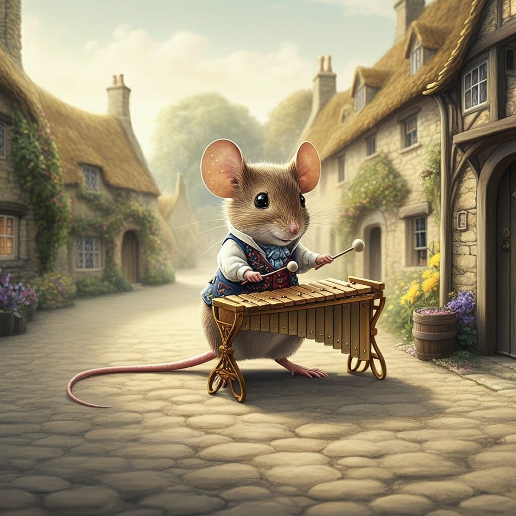 Tiny Village Xylophone - Mouse Plays Whimsical Village Xylop...