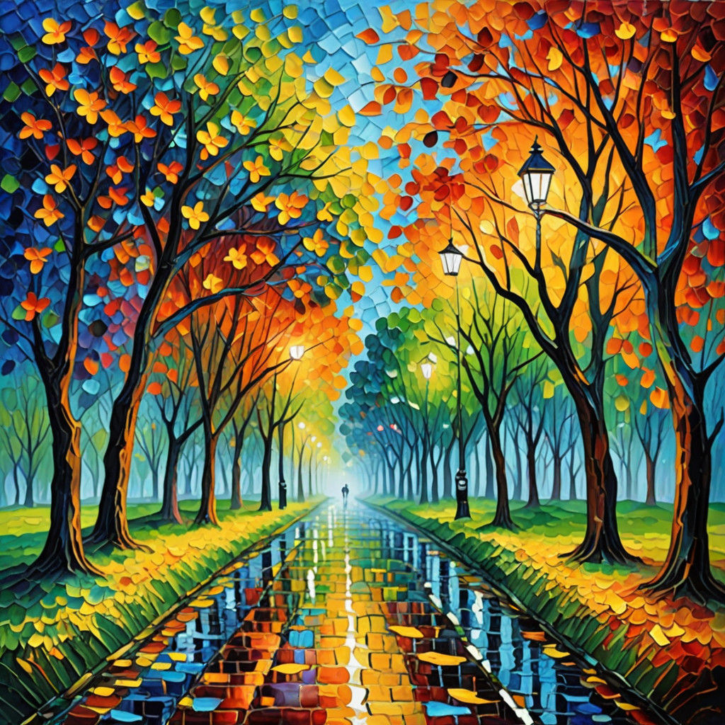 The rainbow brick Road - Peaceful Neo-Impressionist Expressi...