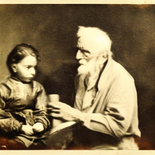 alien sitting with a old man - AI Generated Artwork - NightCafe Creator