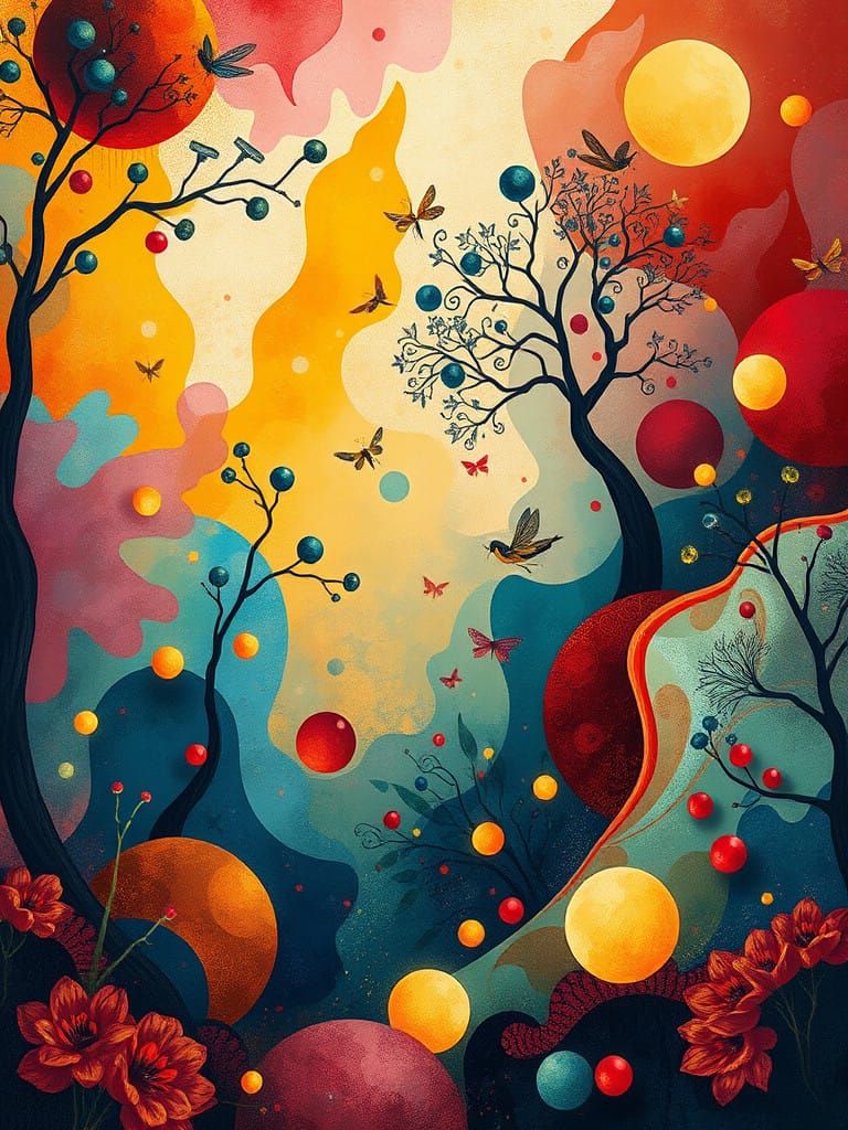 Whimsical Fantasy Scene in Surrealist Style with I... - AI Art