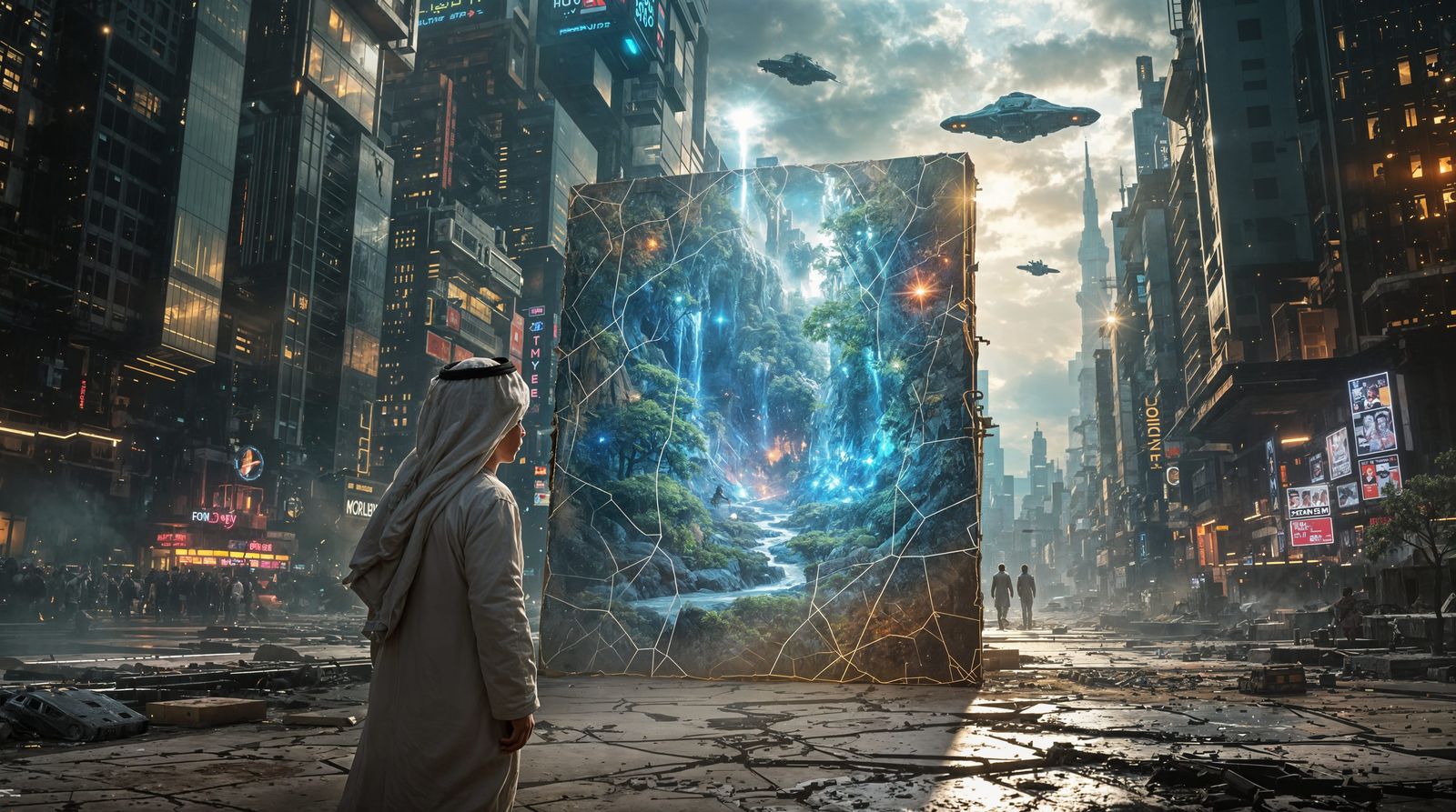 Echoes of Two Worlds - Surreal Cinematic Scene of Parallel W...