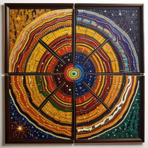 Beautiful rustic mosaic patchwork, sharp, focused, vibrant, colourful ...