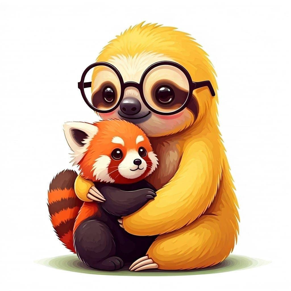 I like Red Pandas - Adorable Chibi Sloth and Red Panda Embra...