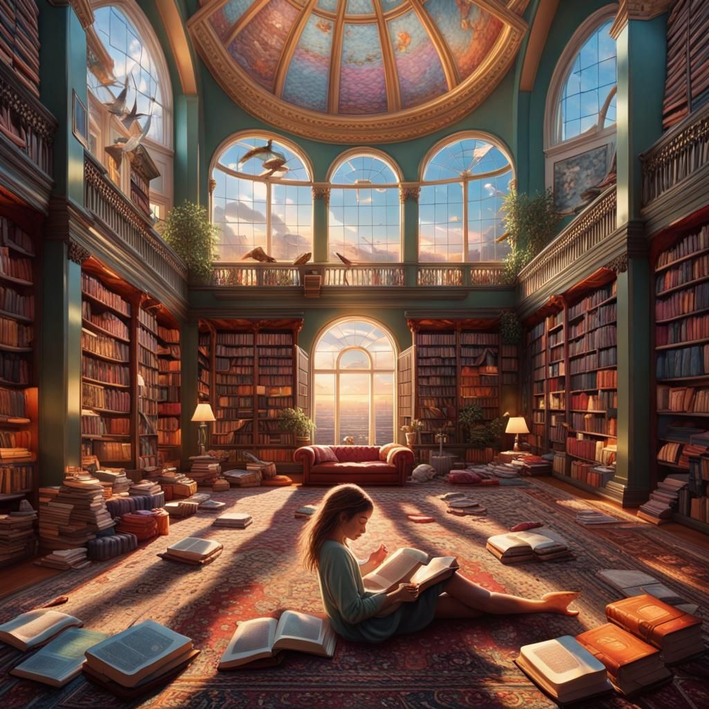 Books everywhere. - AI Generated Artwork - NightCafe Creator