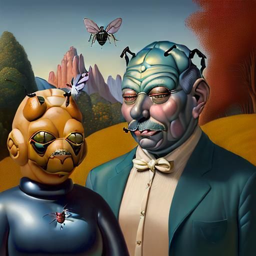 Strange man meeting a bug - AI Generated Artwork - NightCafe Creator