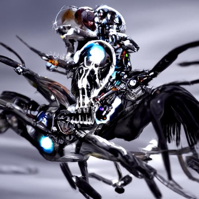 cyborg skeleton riding a cyborg hors 8k resolution concept art ...