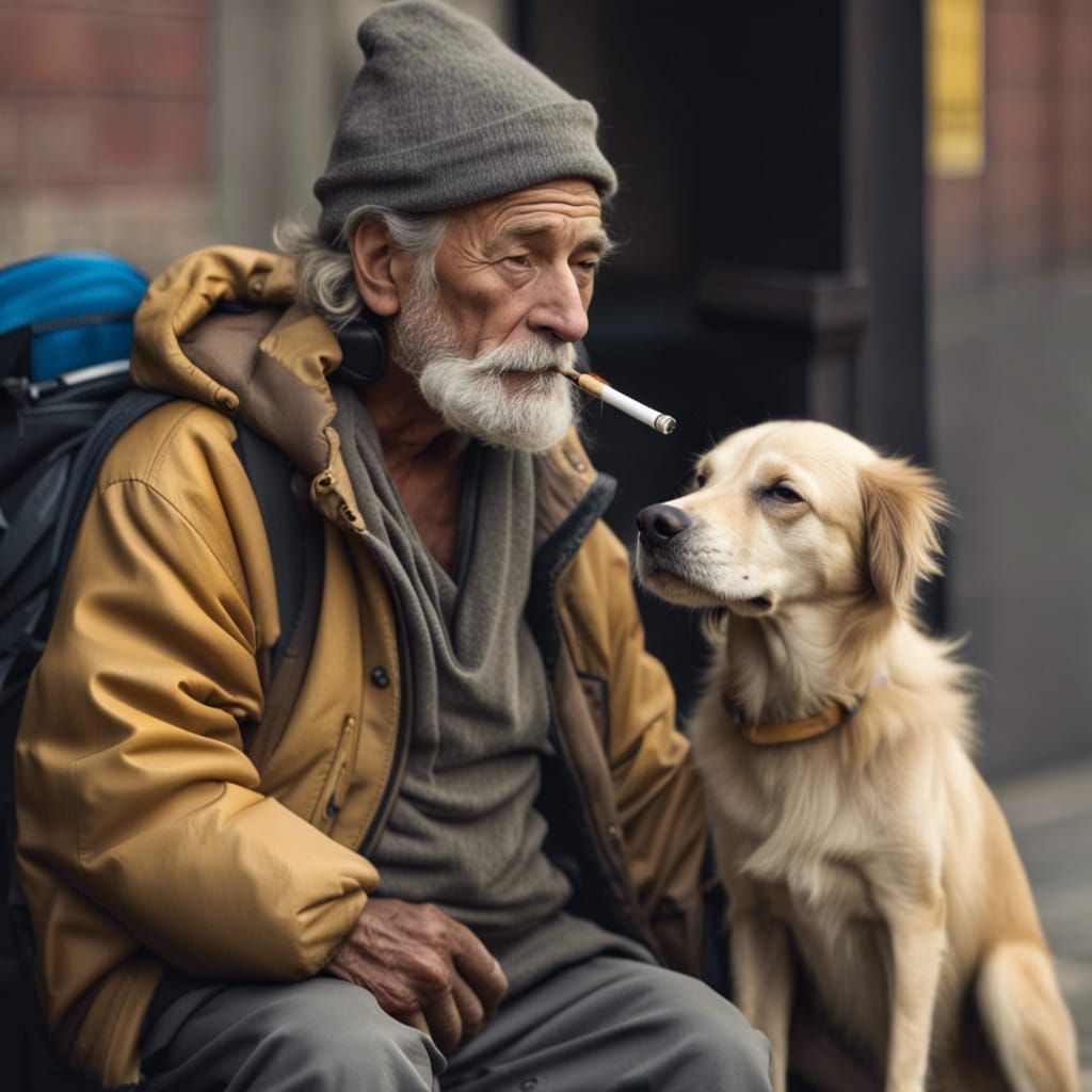 homeless and dog - AI Generated Artwork - NightCafe Creator