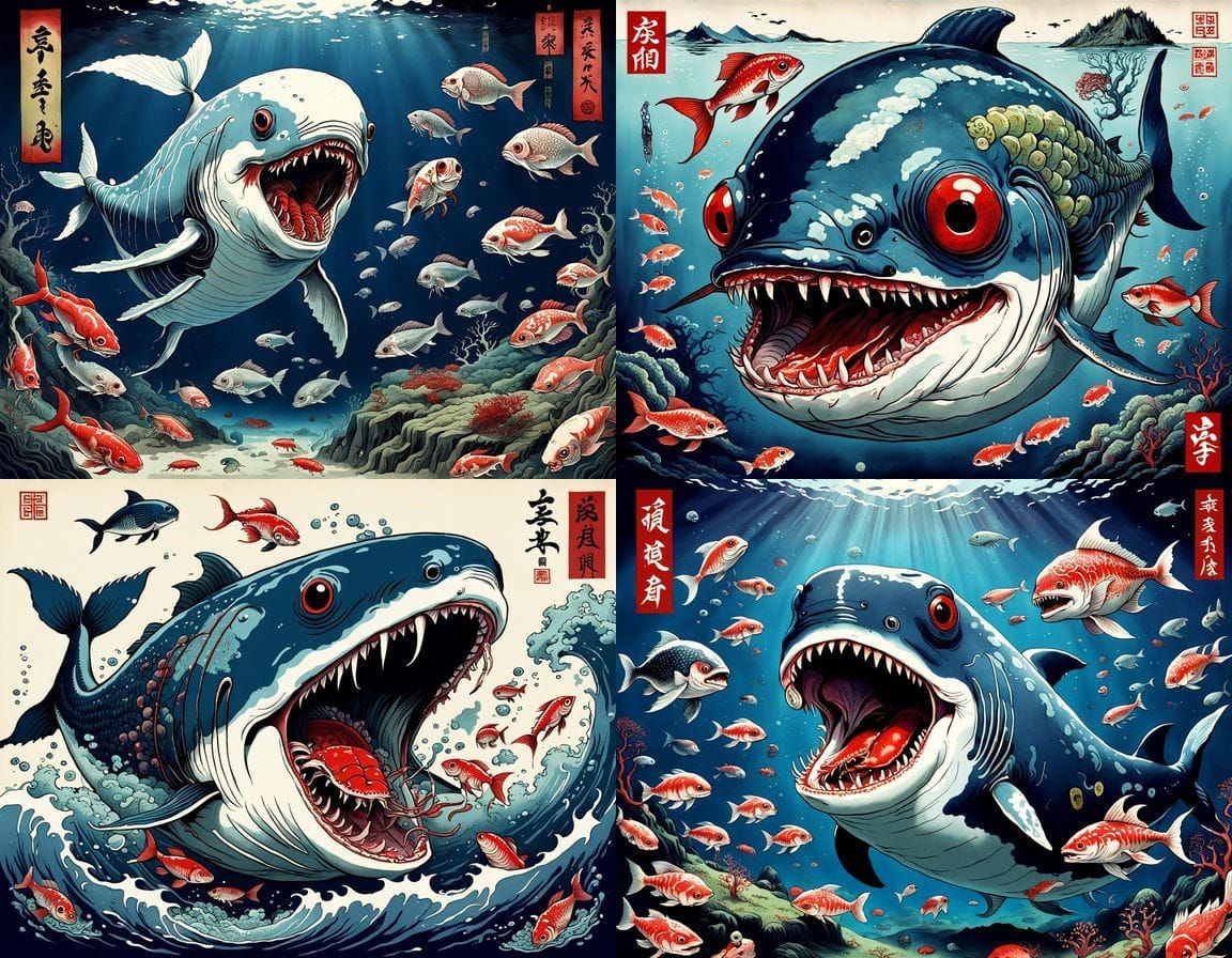 Surreal Ukiyo-E Hybrid Sea Monster - AI Art