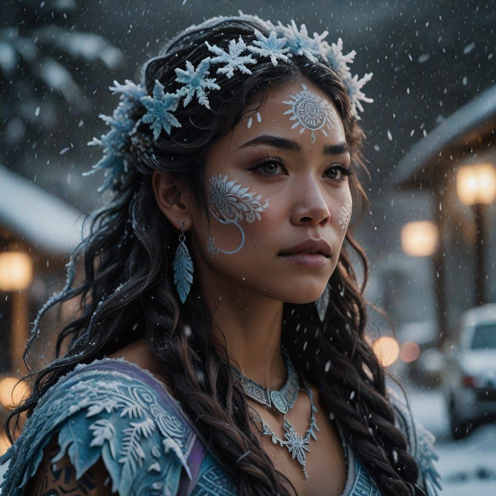 Regal Poli'ahu Goddess of Snow in Hyperrealistic P... - AI Art