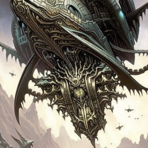 Obviously evil spaceship flying in the sky - AI Generated Artwork ...