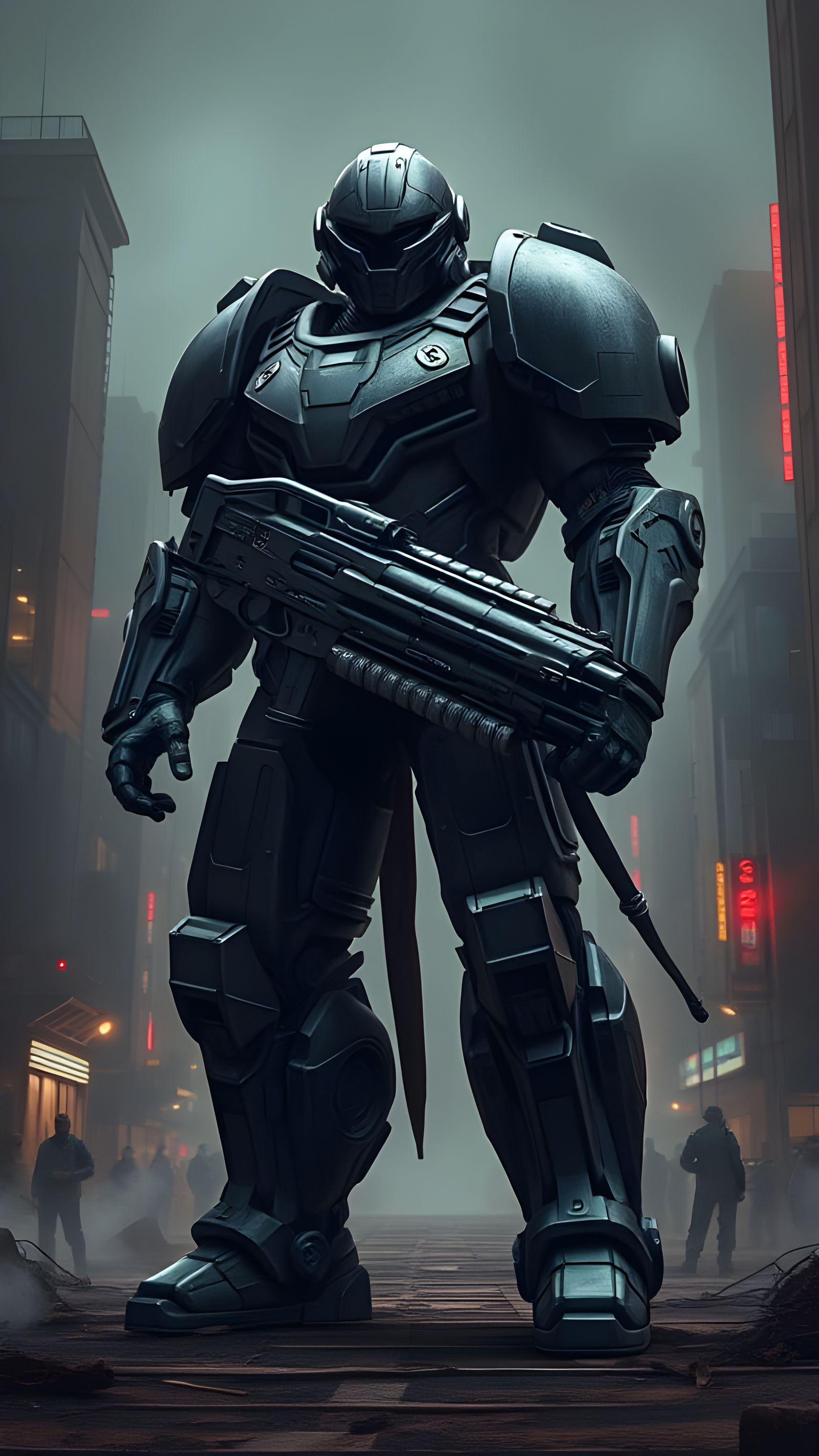 Cyberpunk Warrior Mech in Stealth Mode - AI Art