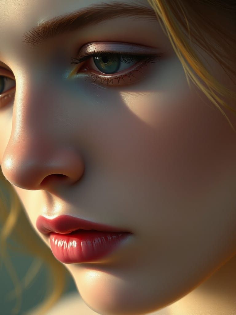 Enigmatic Pale Beauty in Soft Focus - AI Art