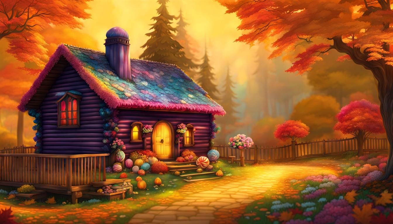 Romantic Autumnal Woodland Cabins #5 [Candyland SDXL] - AI Generated ...