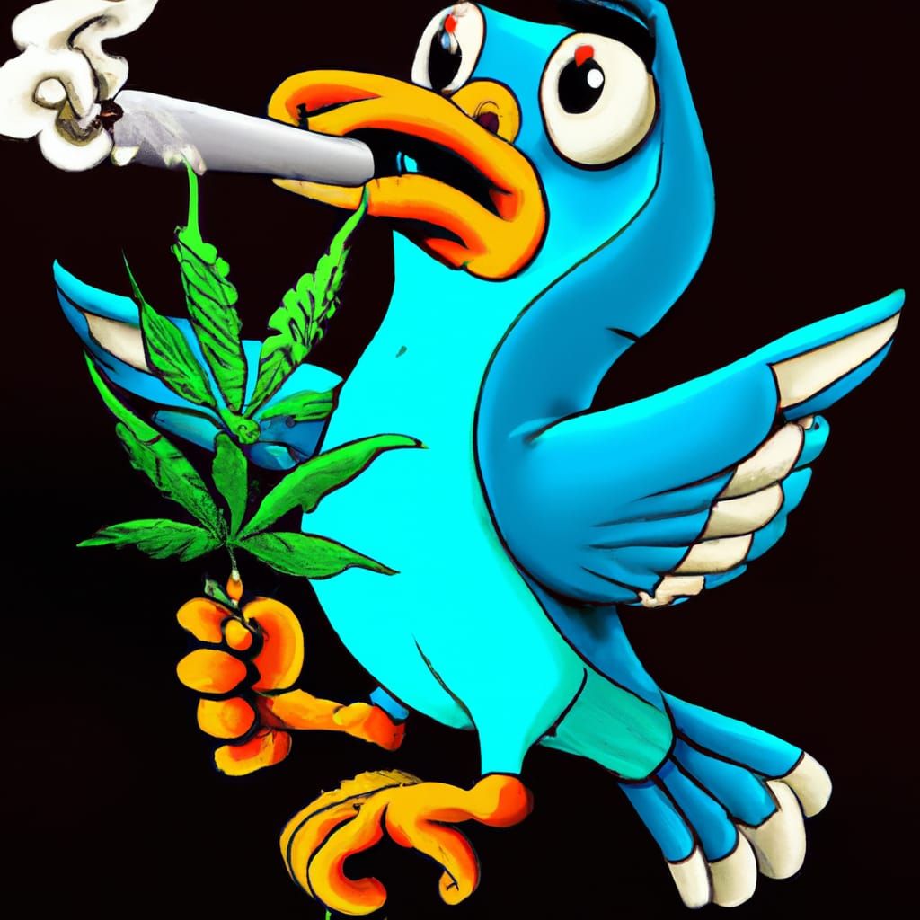 PAJARO AZUL FUMANDO MARIHUANA - AI Generated Artwork - NightCafe Creator