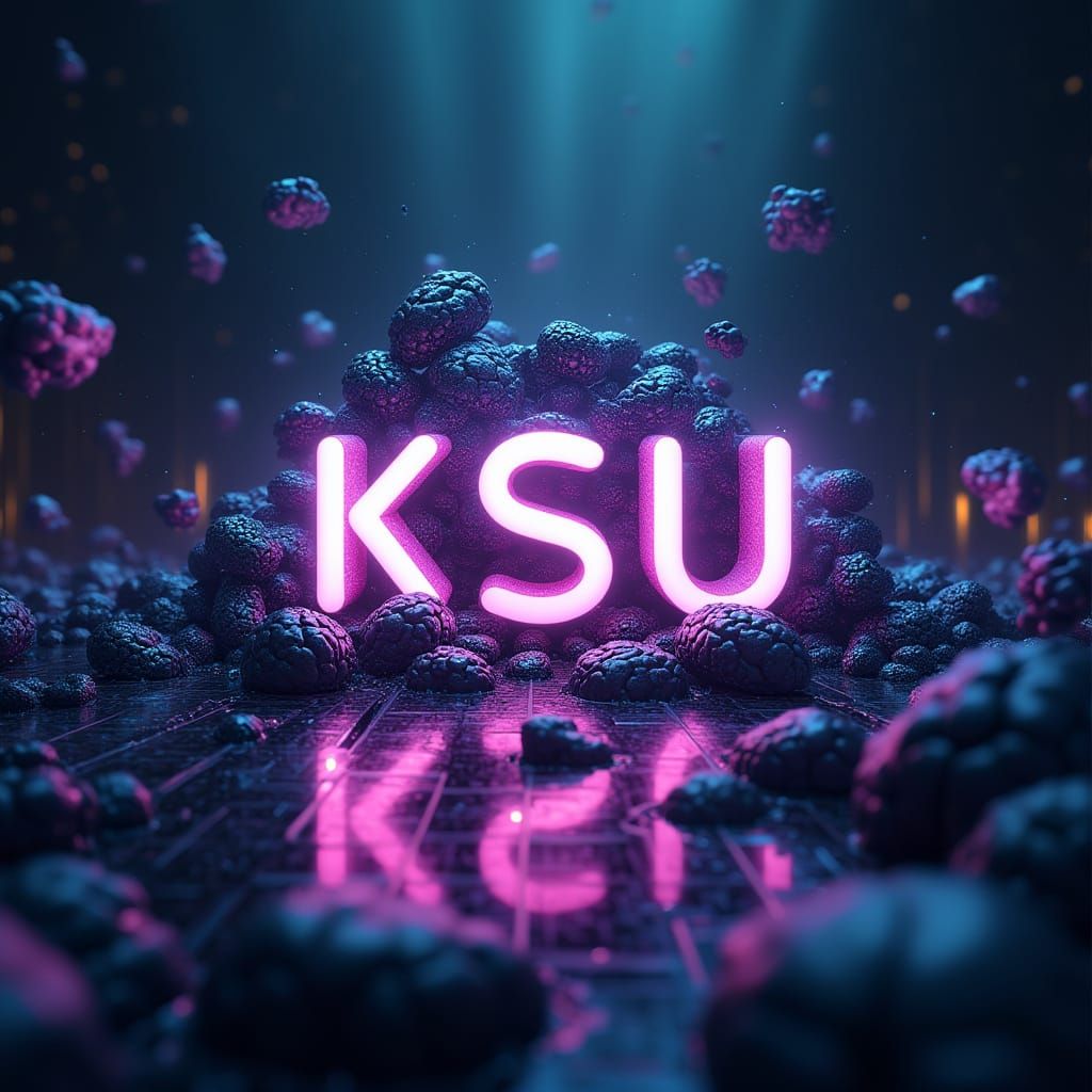 Glowing KSU Logo in a Futuristic AI Landscape - AI Art