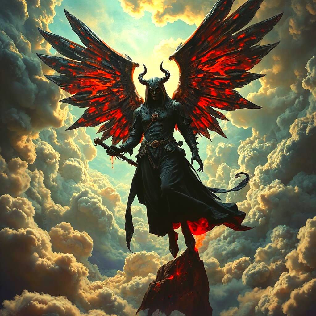 Optical Illusion: Evil Angel's Descent in Art Fusi... - AI Art