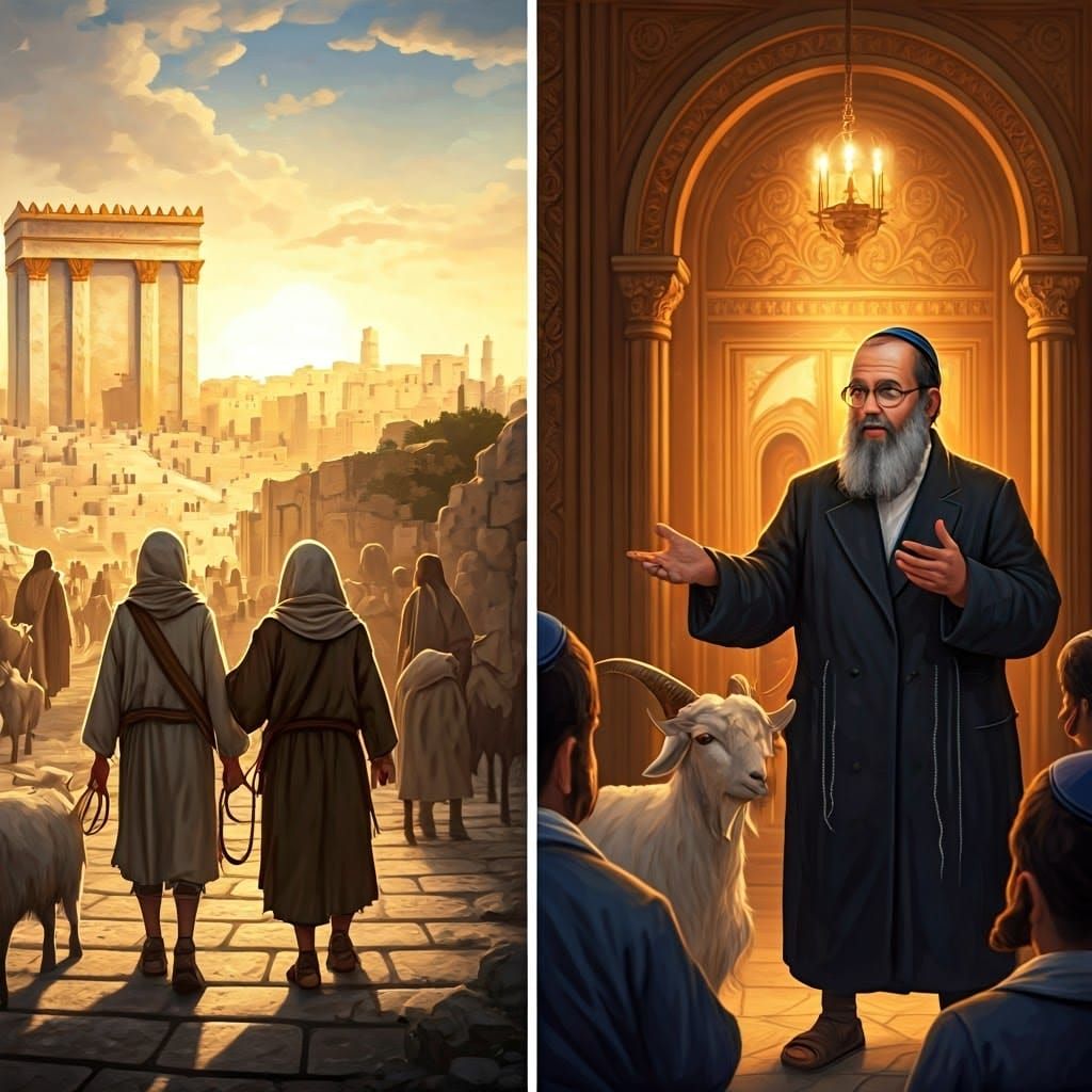 Ancient Hebrew Boy Leads Goat to Temple Mount in J... - AI Art