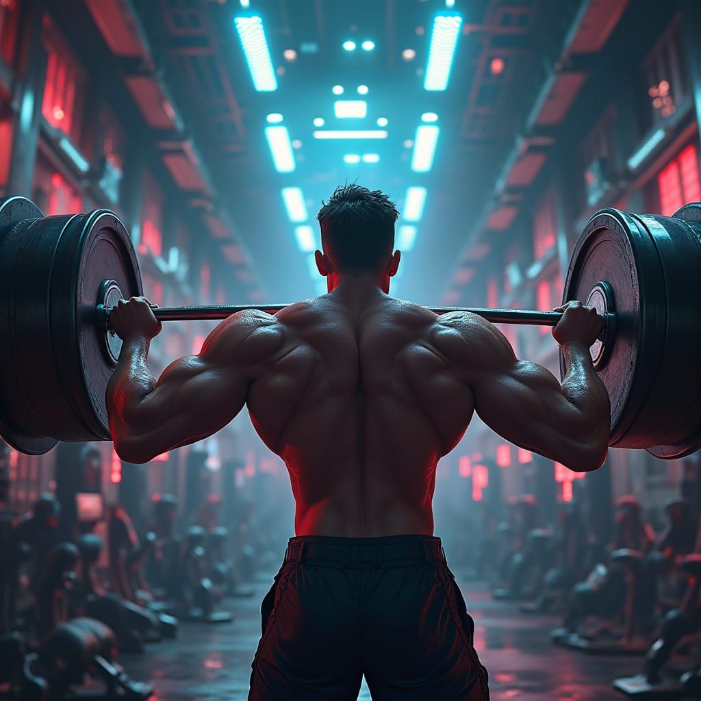 O melhor de si!! - Powerful Futuristic Gym in Neon-Lit, Matt...
