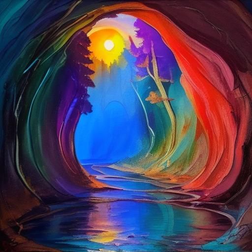 river winding through a canyon at sunset dramatic magical inspired by ...