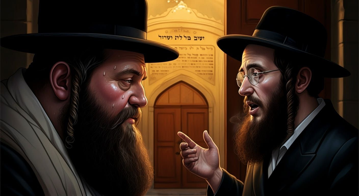 Traditional Hasidic Men Engage in Intense Conversa... - AI Art