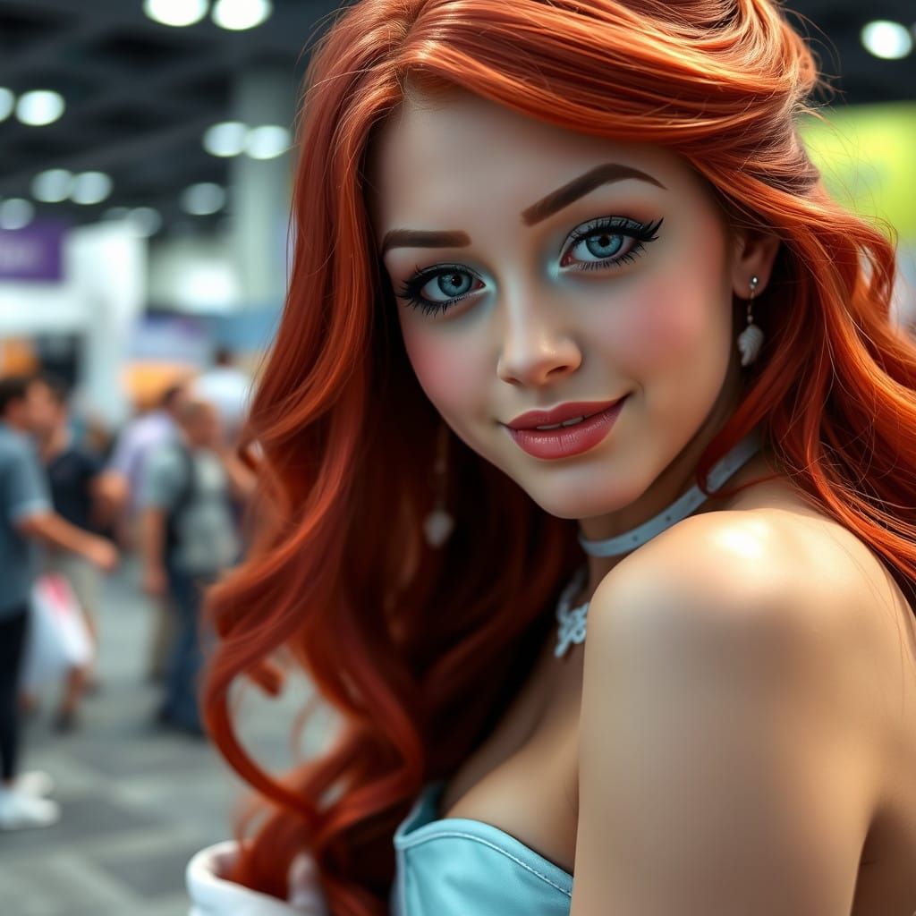 Hyper-Realistic Princess Ariel Cosplay in High-Fas... - AI Art