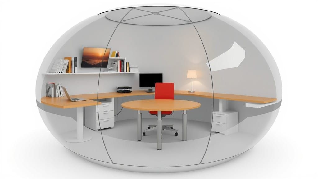 A spherical desk - Spherical Office Pod with Glass and Plast...
