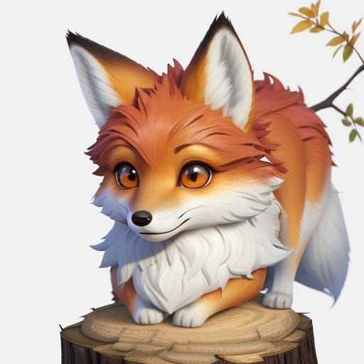 ein Chibi-Fuchs - Charming Whimsical Fox in Vibrant Disney-I...