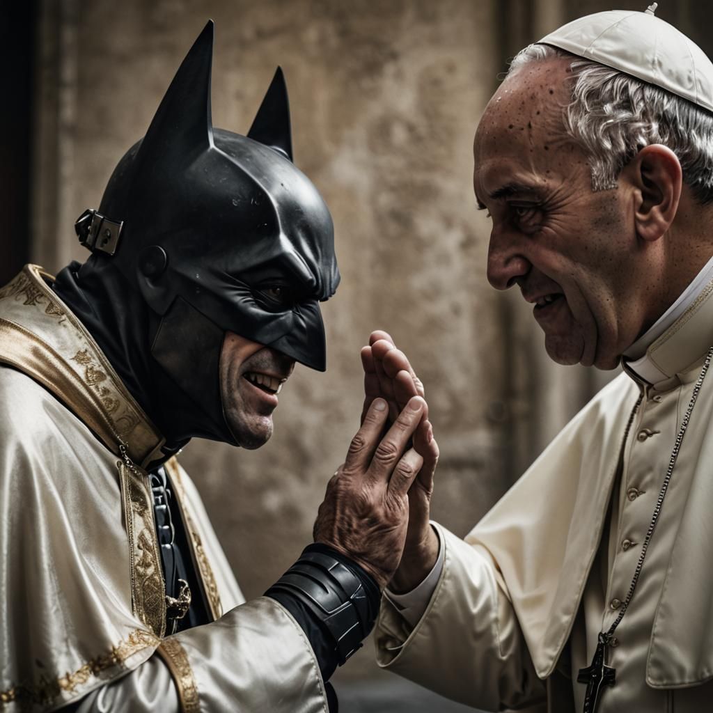 Batman giving a highfive to the Pope - AI Generated Artwork - NightCafe ...