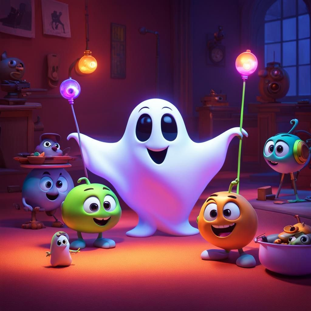 a friendly ghost playing with friends - AI Generated Artwork ...
