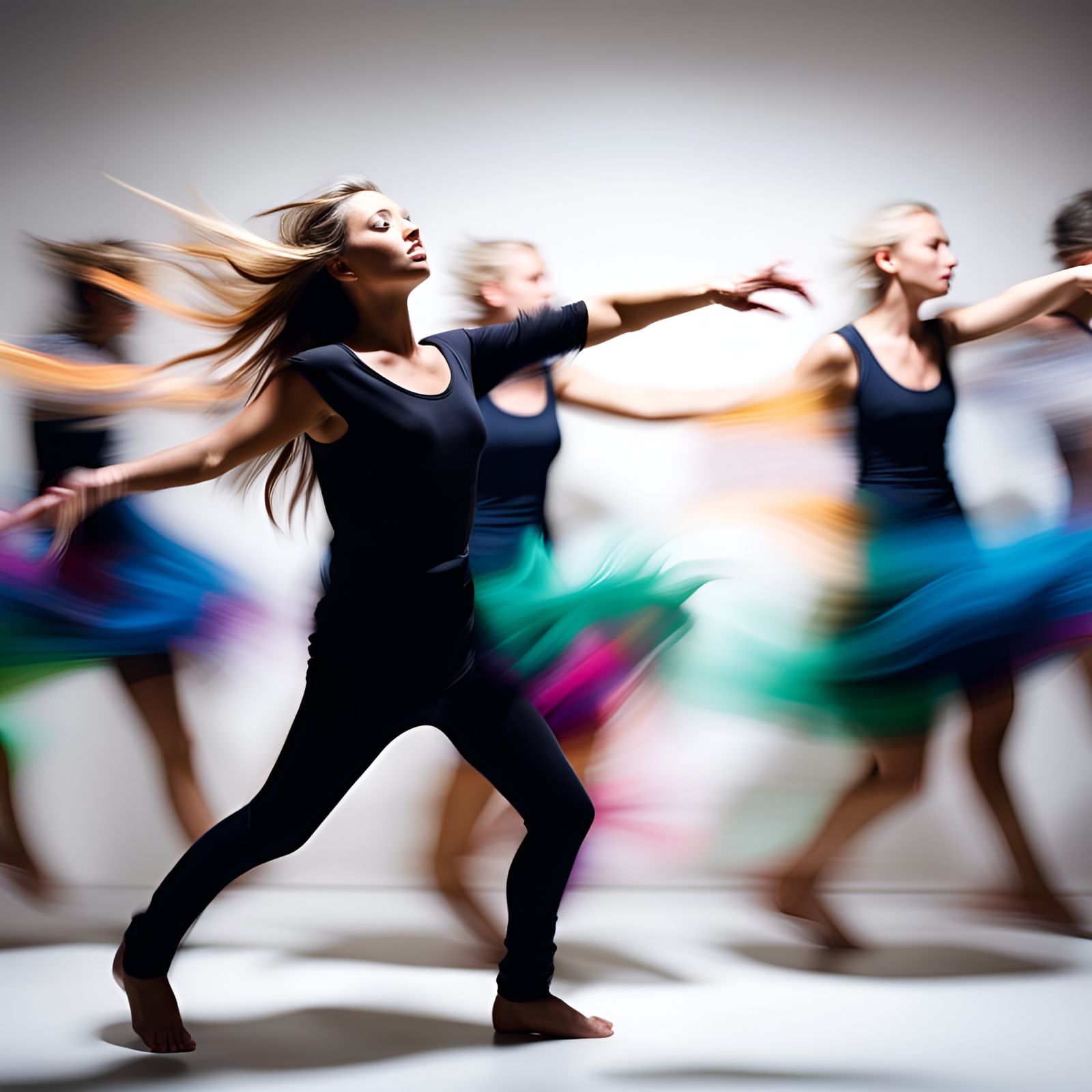 interpretative dance DSLR long exposure motion blur colorful elegant ...