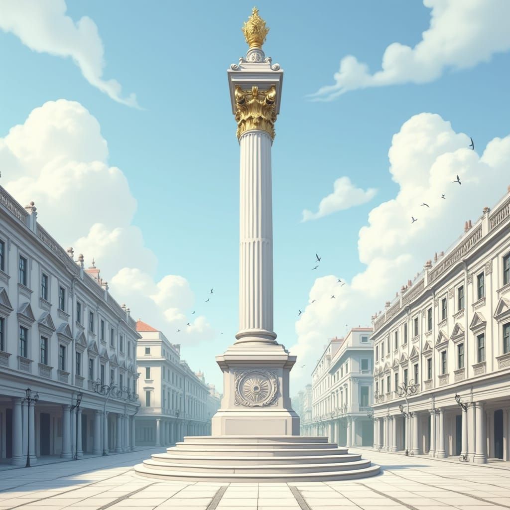 Neoclassical Stone Monument with Baroque Elements - AI Art