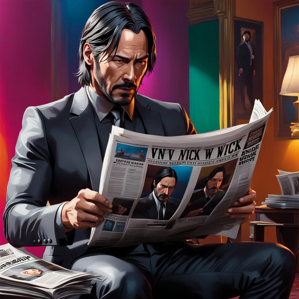 john wick pooping while reading a newspaper - AI Generated Artwork ...