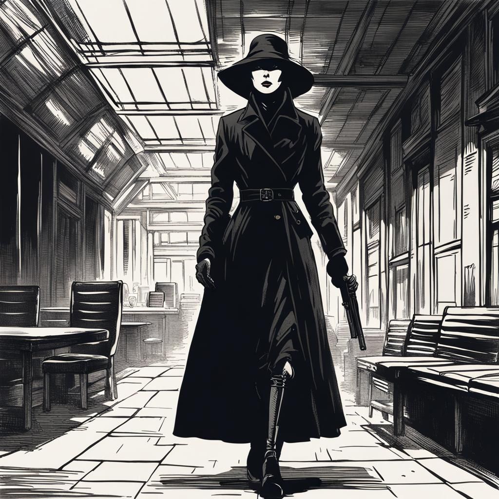 In the dimly lit confines of a clandestine meeting place, a woman spy ...