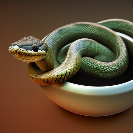 A snake in a pot, hyper detailed, concept art, sharp focus ...