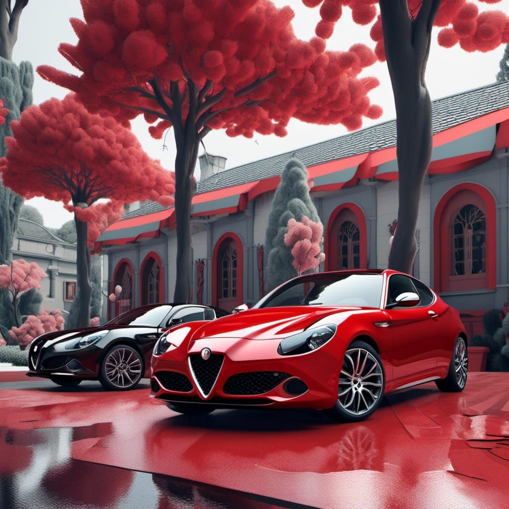 car dealer with red and black alfa romeo - AI Generated Artwork ...
