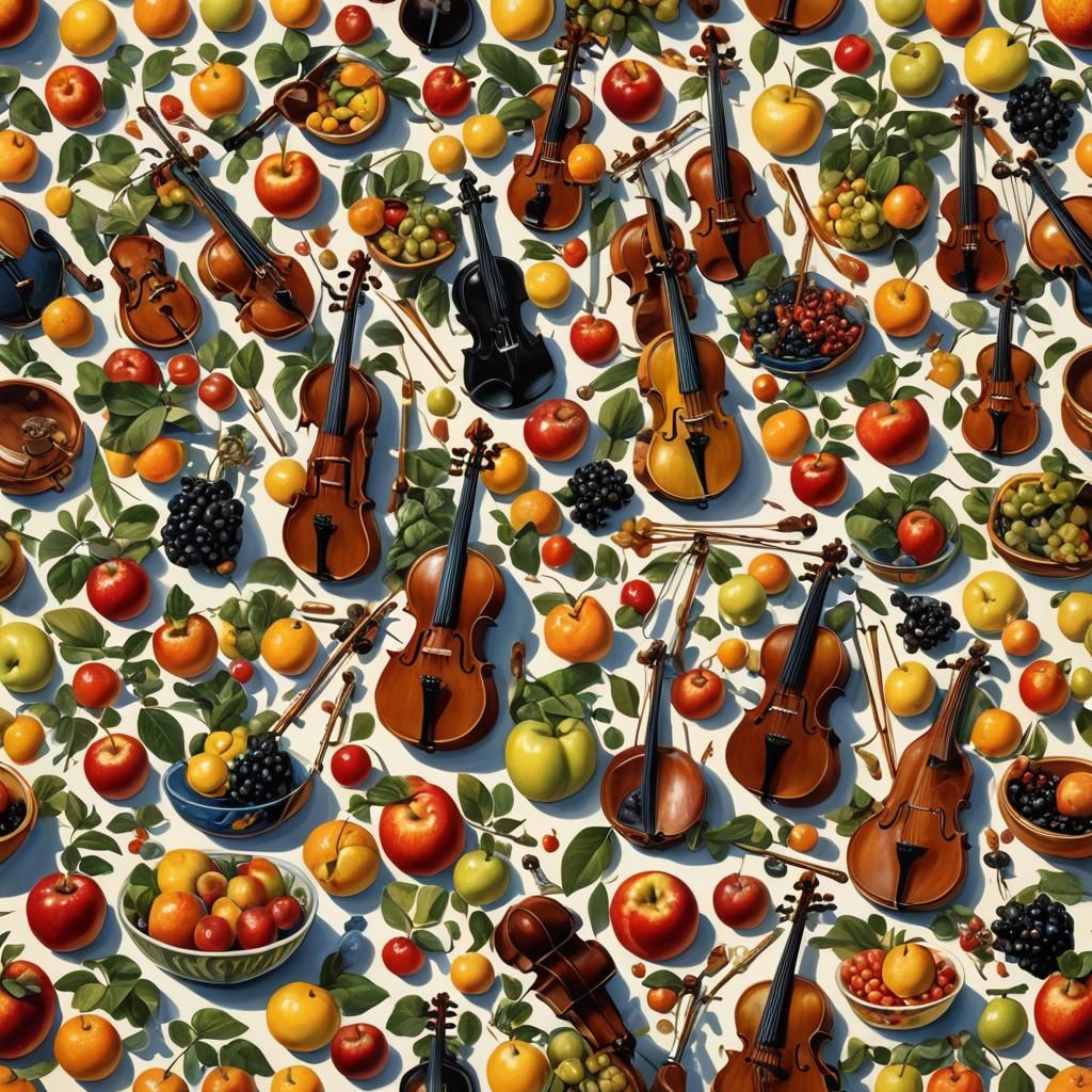 Violins and Fruits - AI Generated Artwork - NightCafe Creator