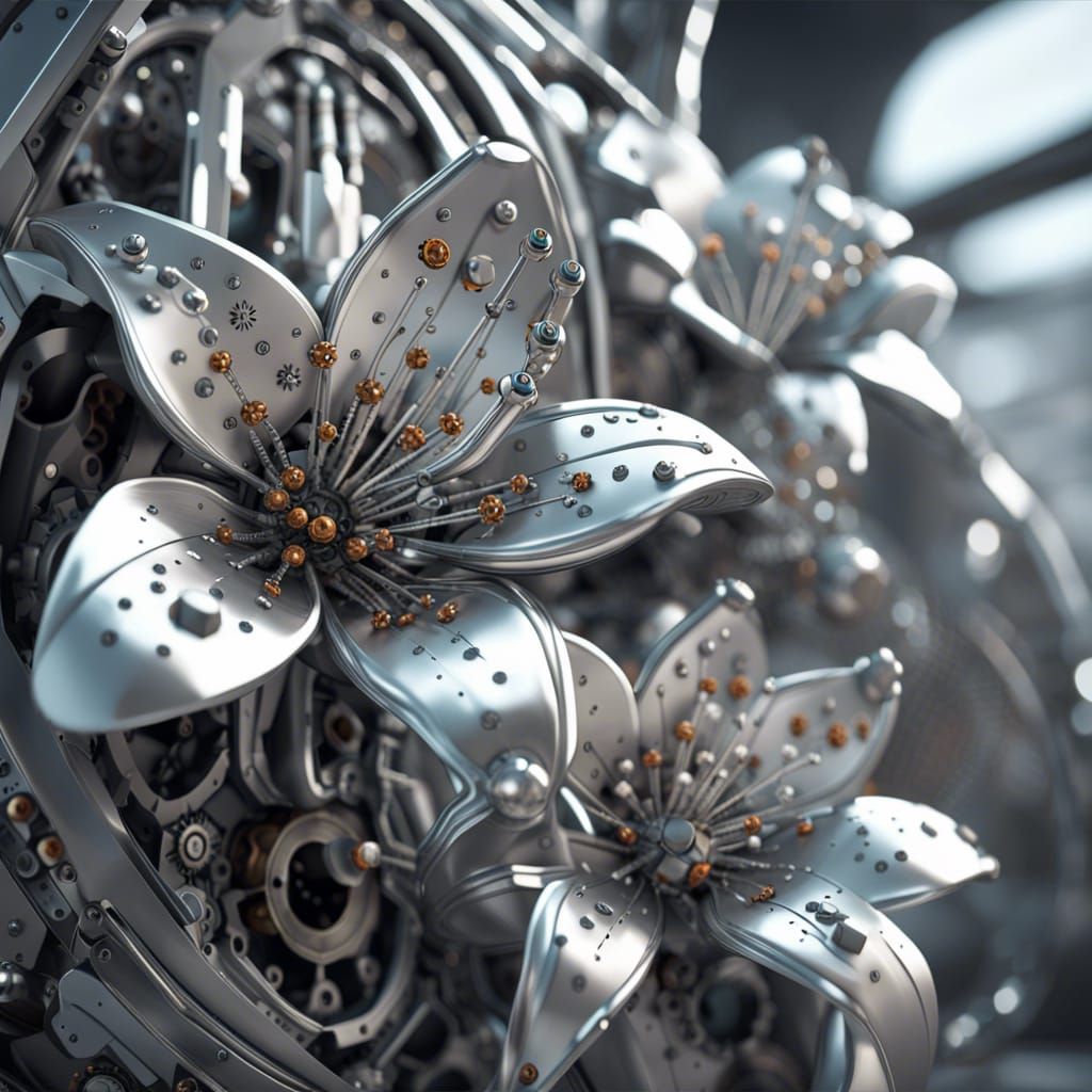 Silver Steel Flowers Tigerlilly with rivets Blooming - AI Generated ...