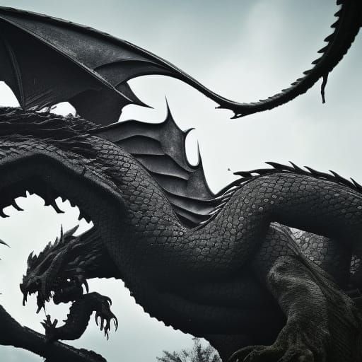 The great dragon is dead and petrified, coiled around the ancient tree ...