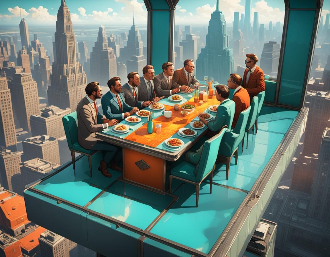Lunch atop a skyscraper - new version! - AI Generated Artwork ...